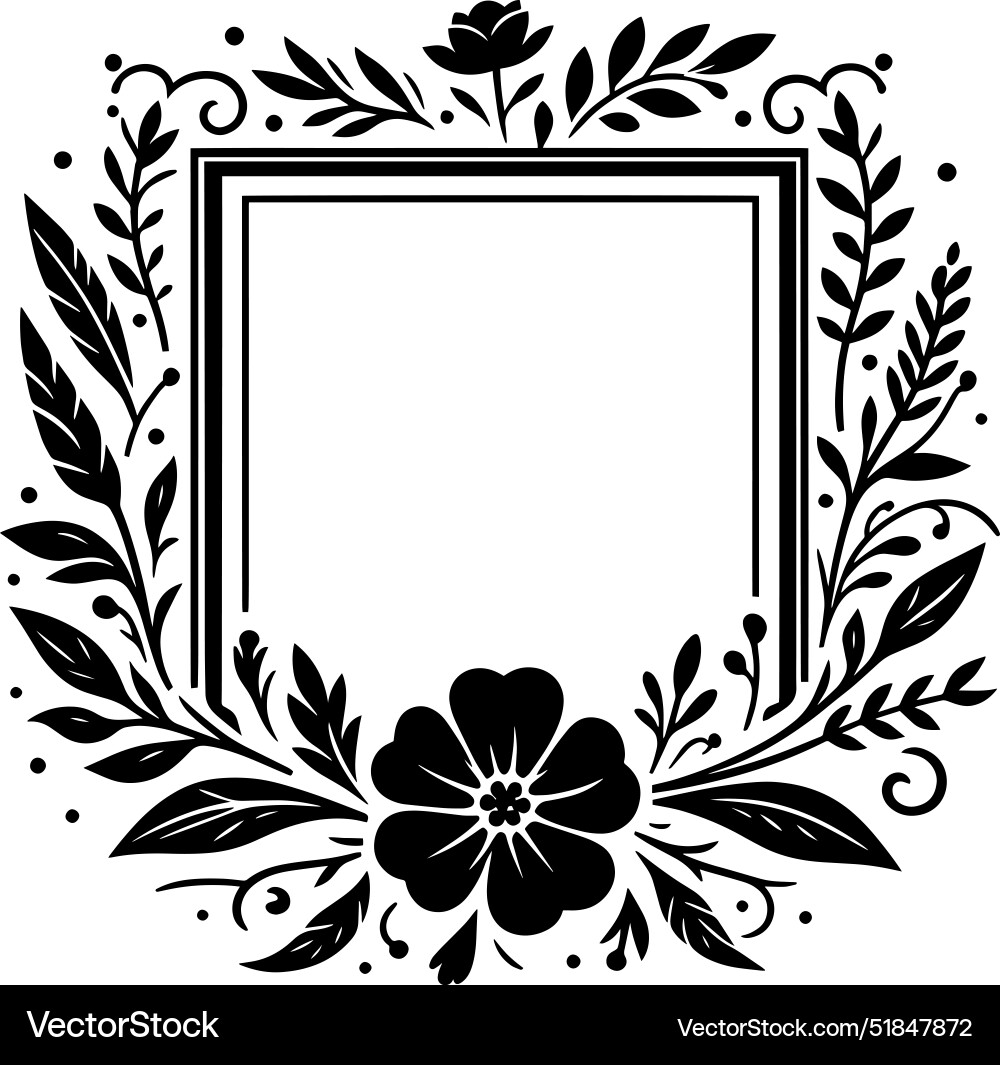 Rectangle floral frame silhouette isolated Vector Image