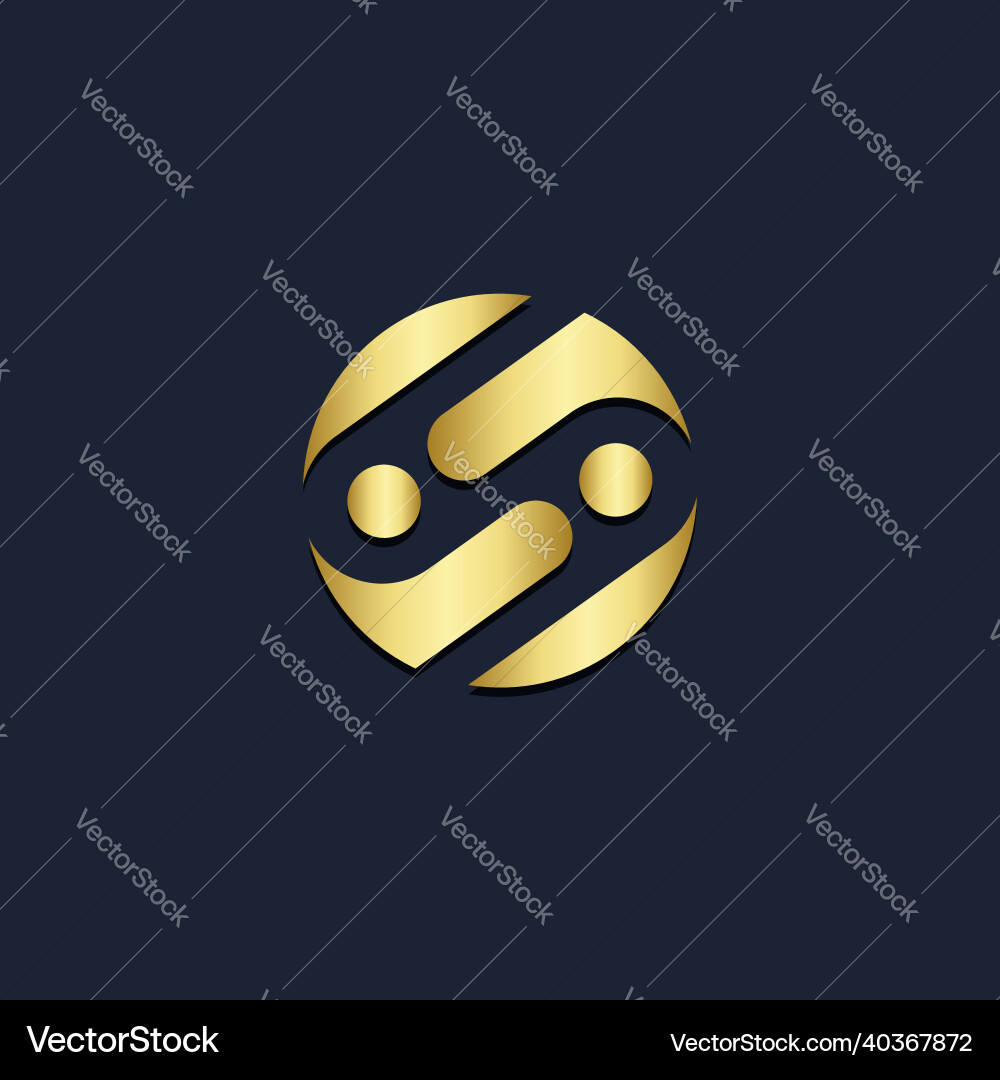 Round circle partner gold logo Royalty Free Vector Image