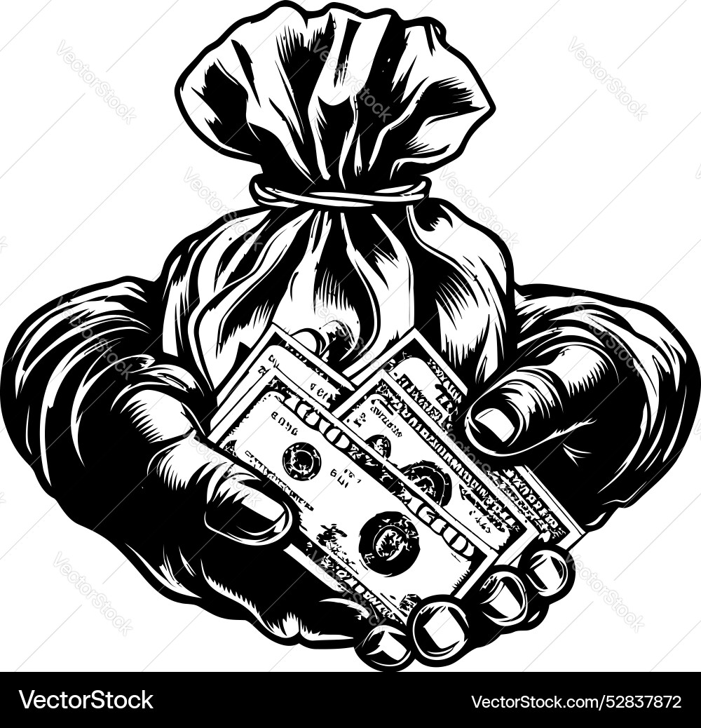 Secure hold handheld wealth symbol money grasp Vector Image