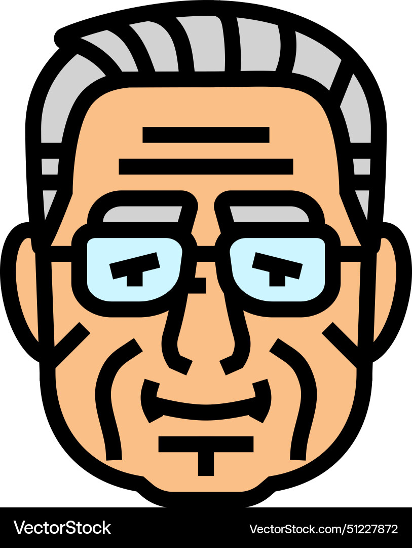 Senior old man avatar color icon Royalty Free Vector Image