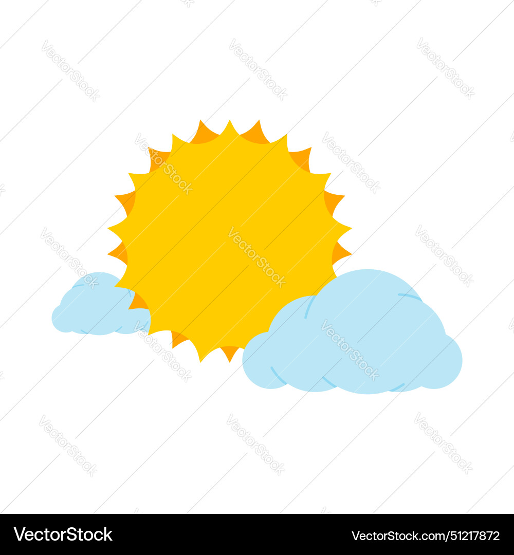 Sun and cloud isolated weather Royalty Free Vector Image