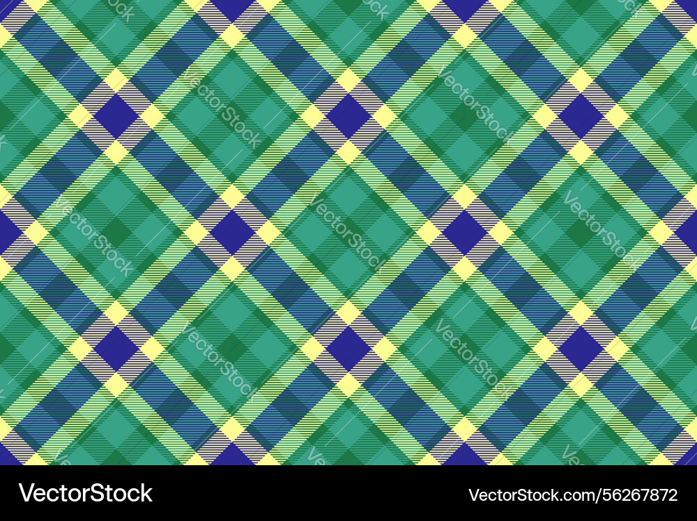 Vibrant teal blue and yellow plaid pattern Vector Image
