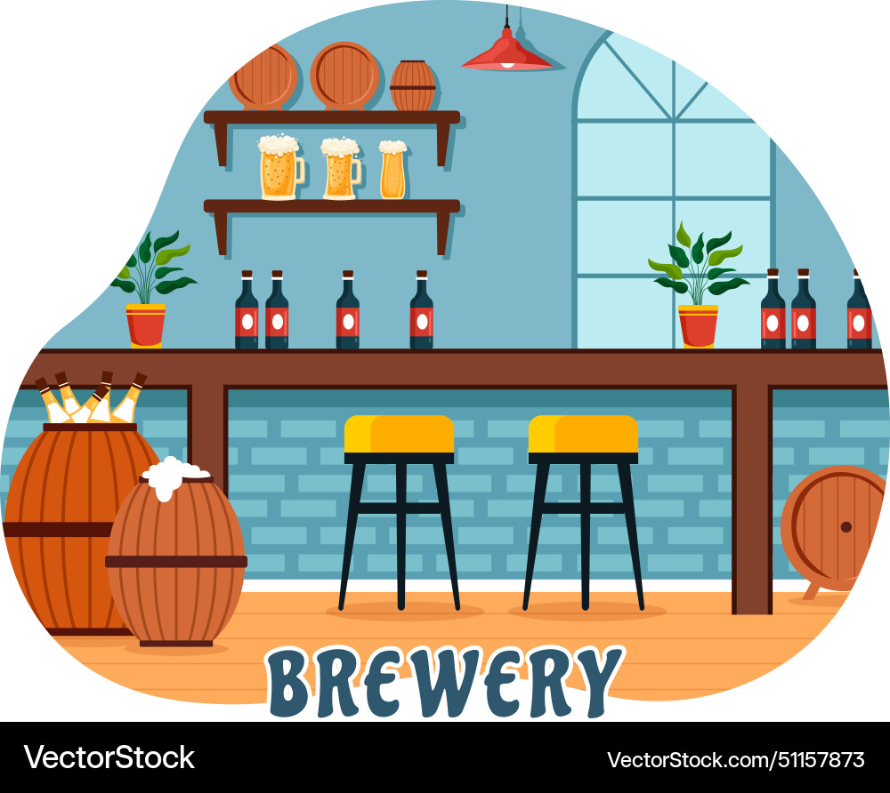 Brewery production process with beer tank Vector Image