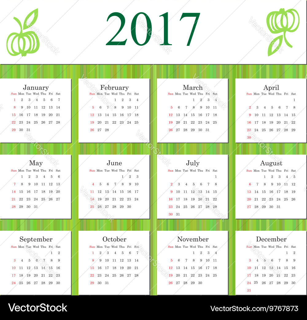 Calendar 2017 design template Royalty Free Vector Image