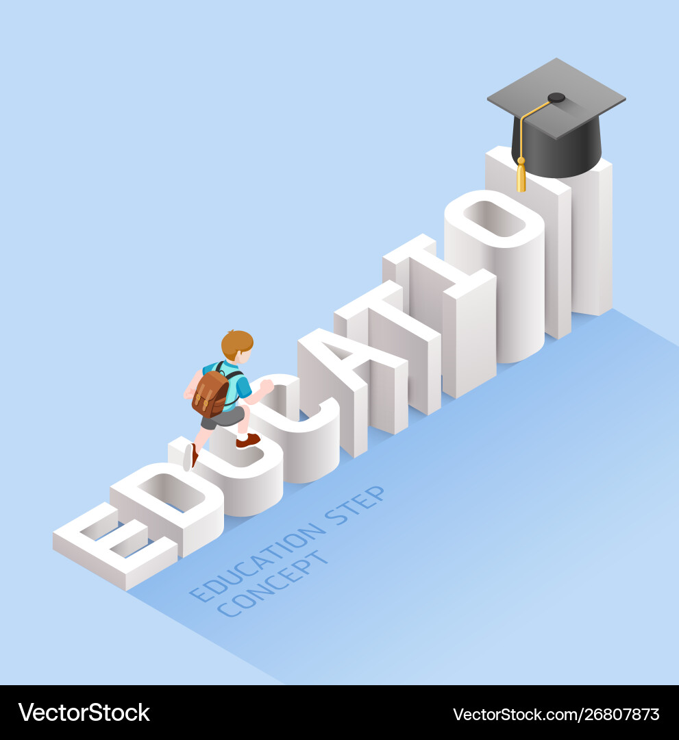 Education step concept boy student walking Vector Image