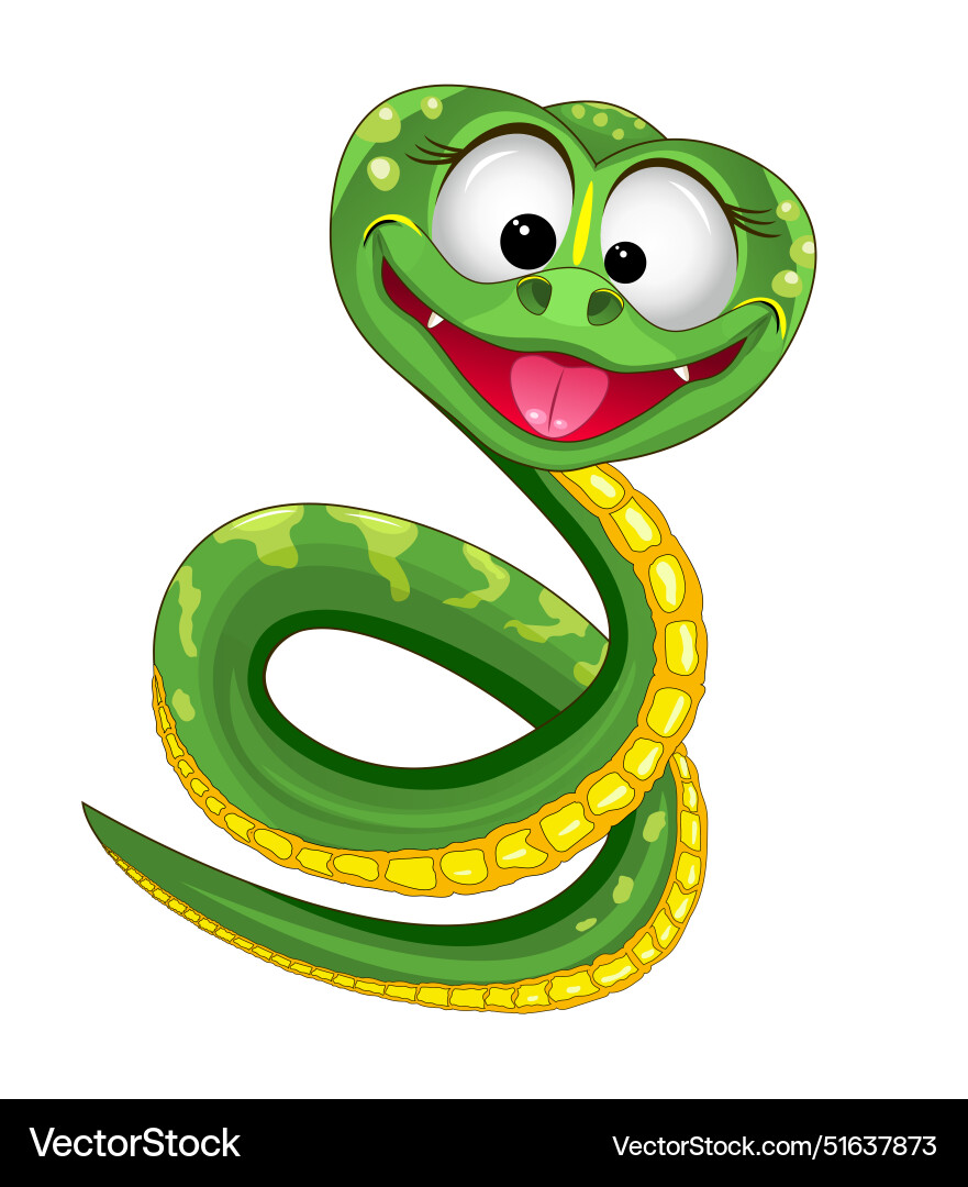 Happy little green snake Royalty Free Vector Image