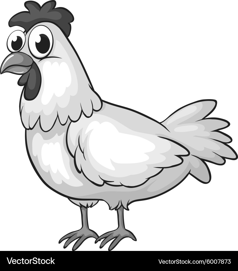 Hen in black and white Royalty Free Vector Image