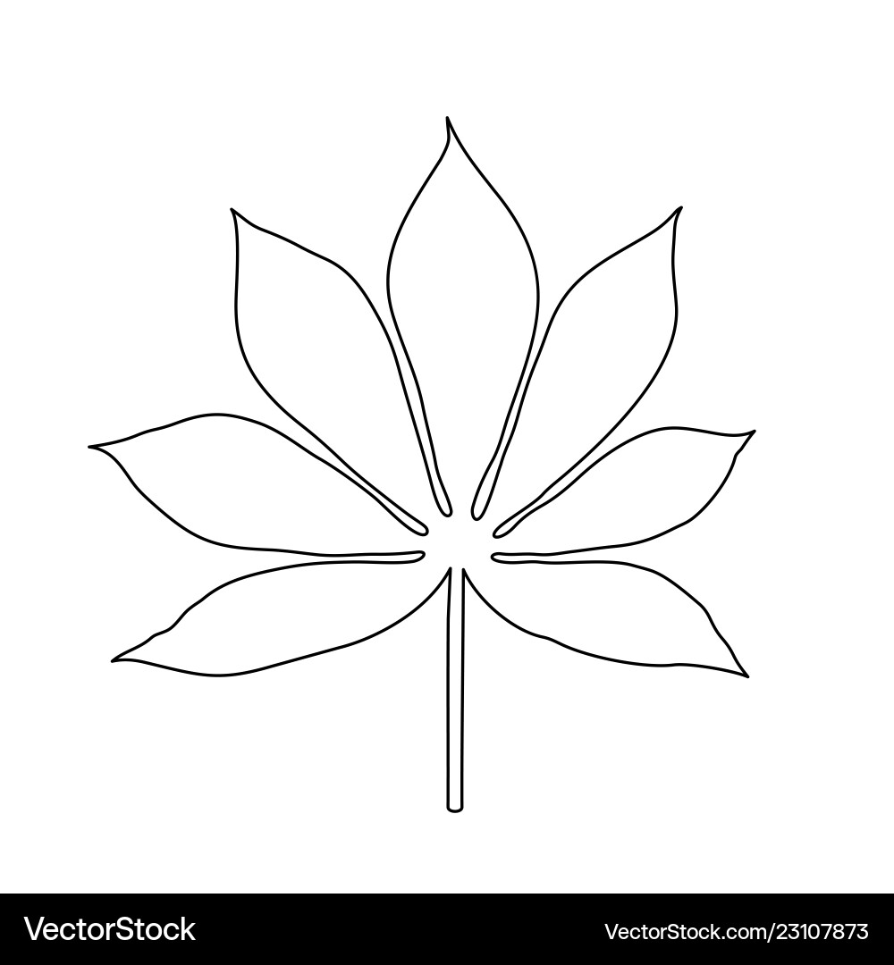 Line art style cassava leaf silhouette Royalty Free Vector