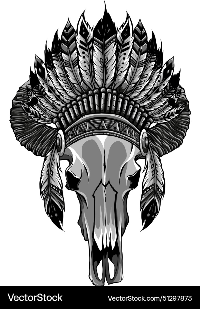 Native american bull skull Royalty Free Vector Image