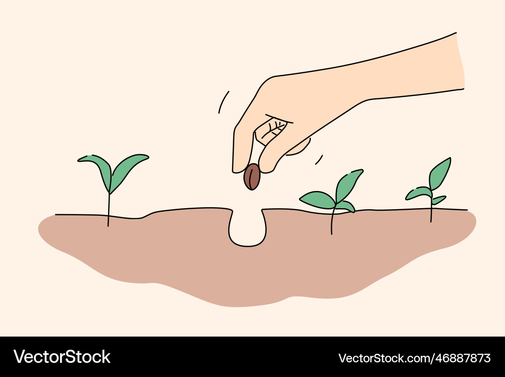 Person hand plant seed in soil Royalty Free Vector Image
