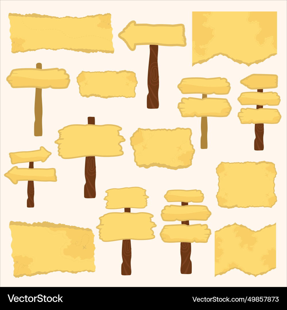 Set of paper torn and signboard Royalty Free Vector Image
