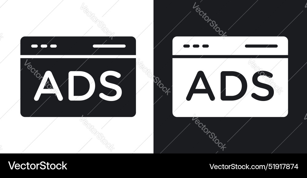 Ad icon set in solid black and white color Vector Image