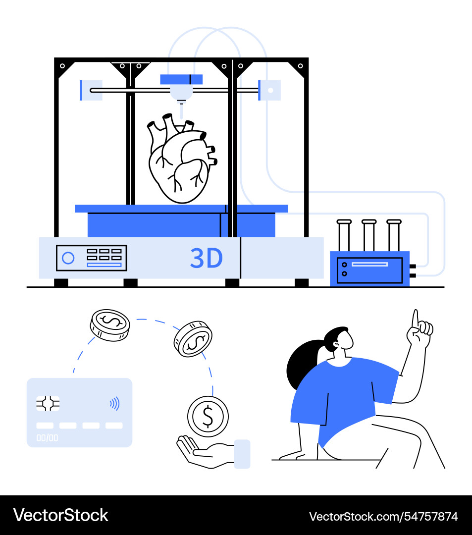 Advanced 3d printing technology demonstrating Vector Image