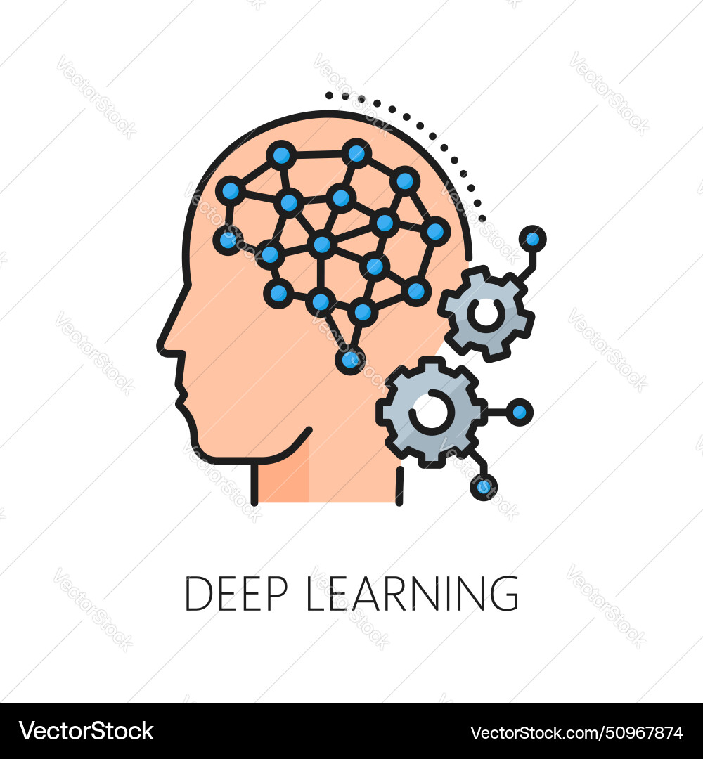 Ai algorithm deep machine learning line icon Vector Image