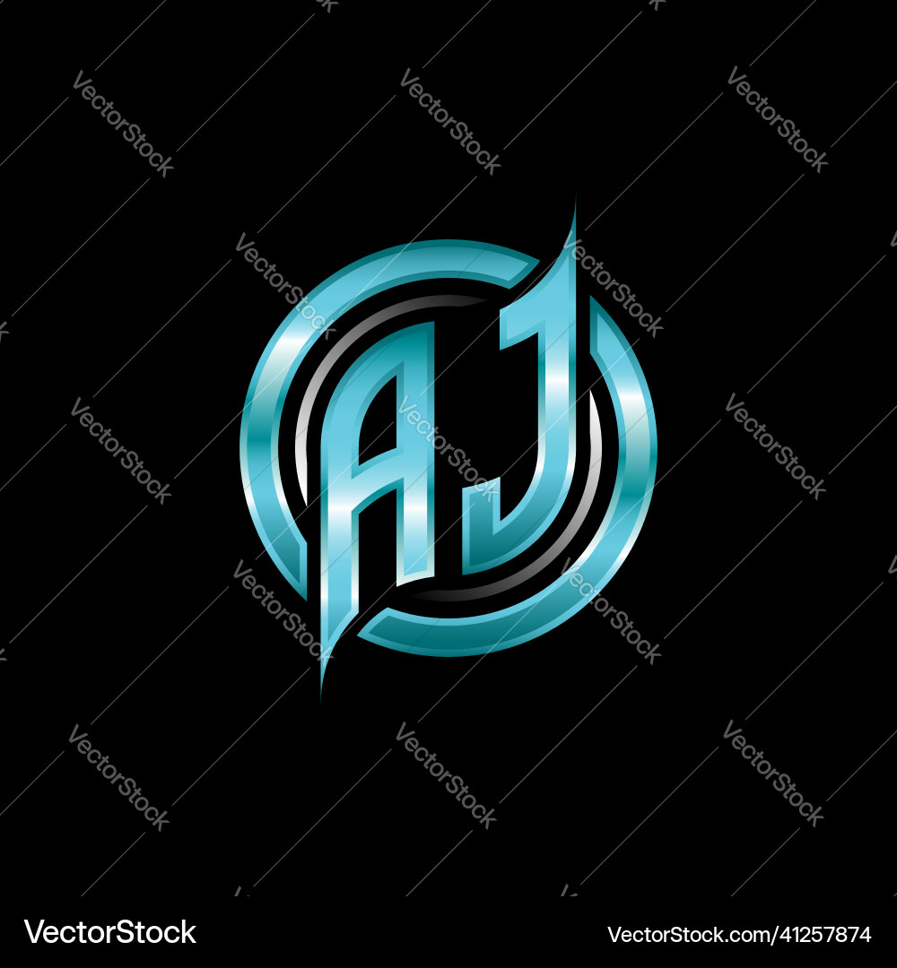 Aj initial monogram logo circle rounded Royalty Free Vector