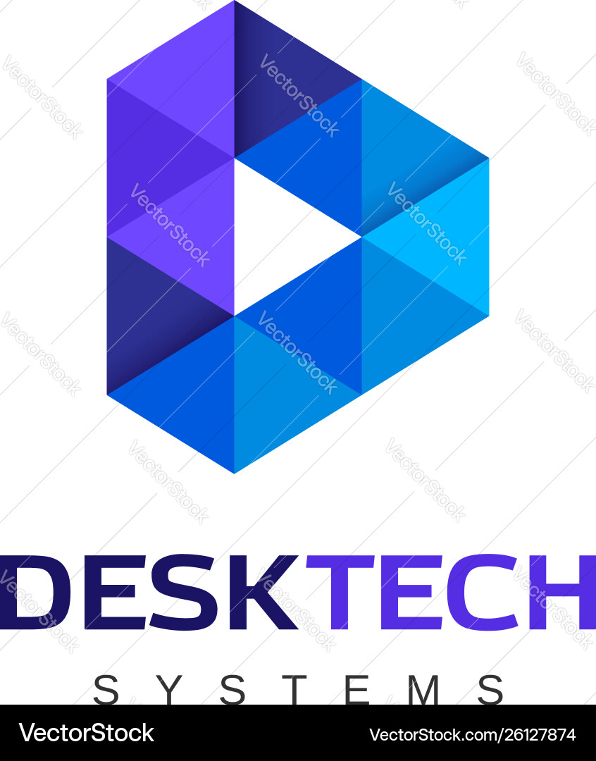 Blue geometry letter d logo design Royalty Free Vector Image