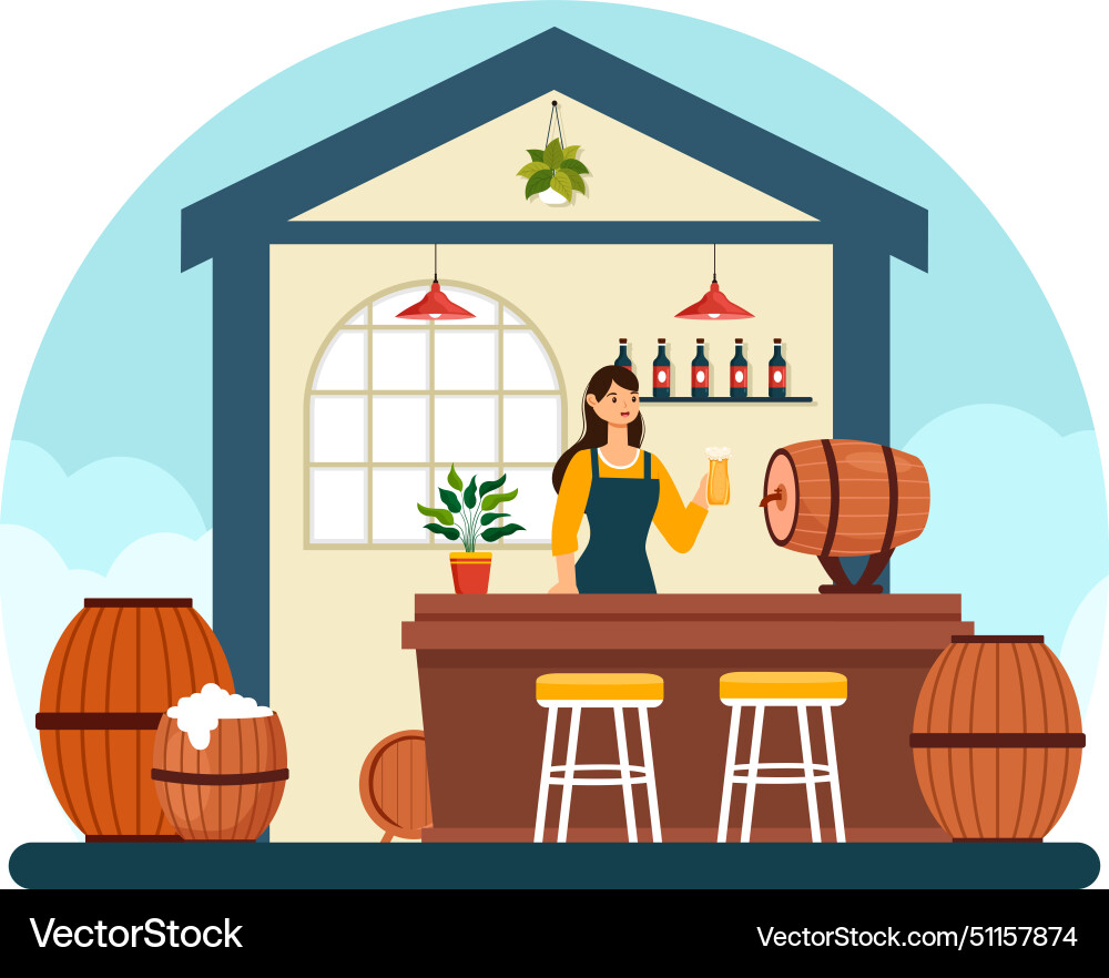 Brewery production process with beer tank Vector Image