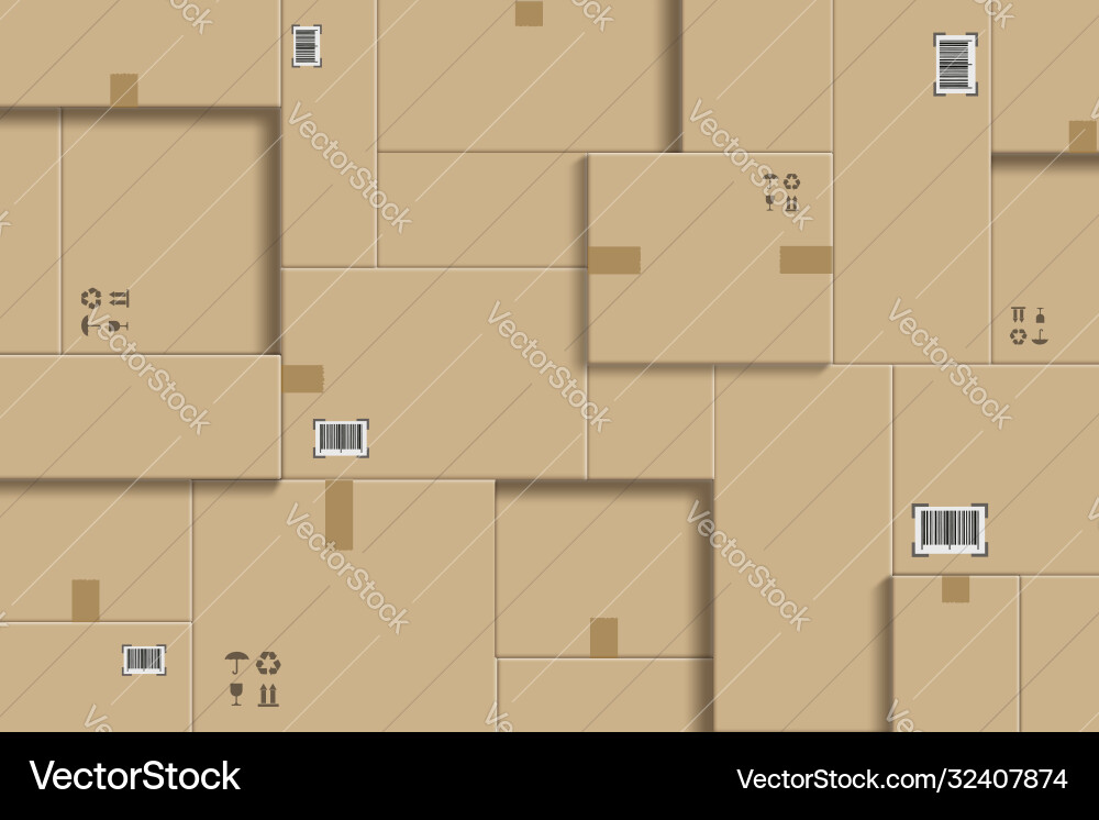 Closed cardboard boxes stacked in a pile Vector Image