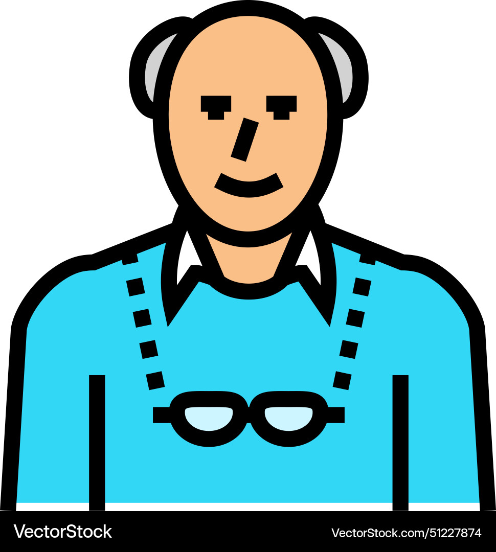 Elderly old man color icon Royalty Free Vector Image