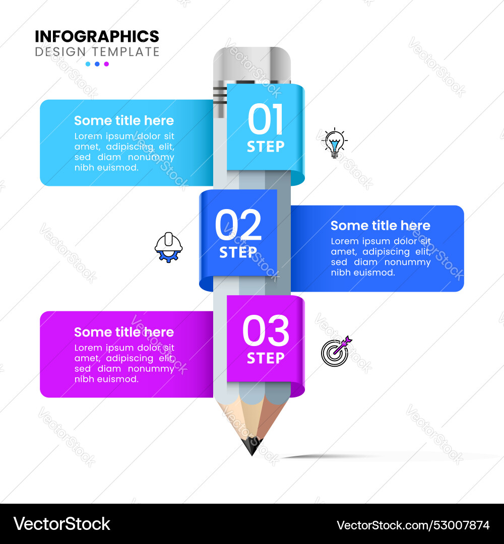 Infographic template pencil with numbers and 3 Vector Image