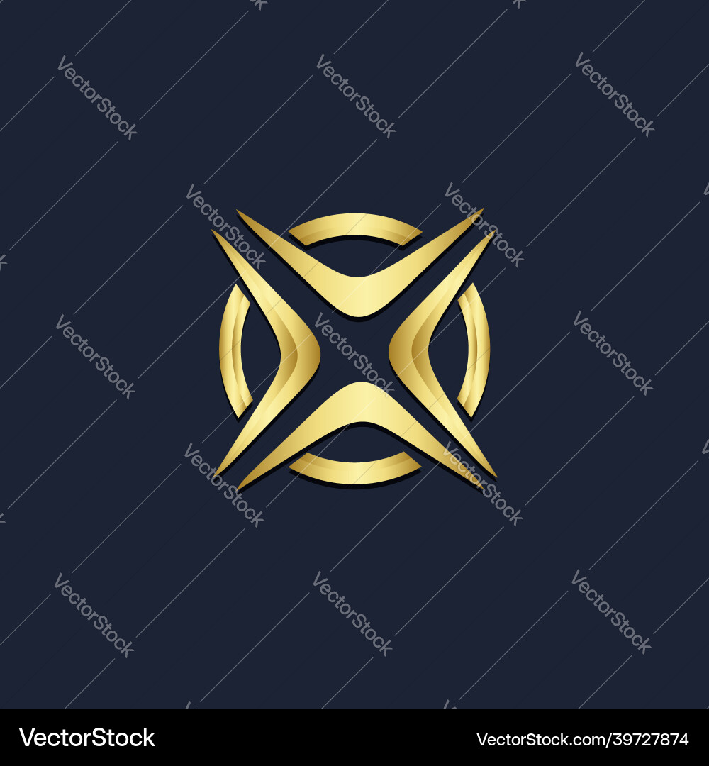 Round x initial letter gold logo Royalty Free Vector Image