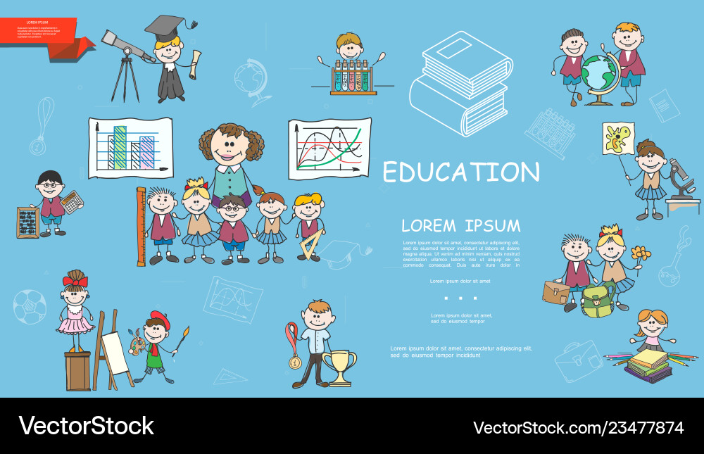 School Education Concept: Kids Learning Royalty Free Vector