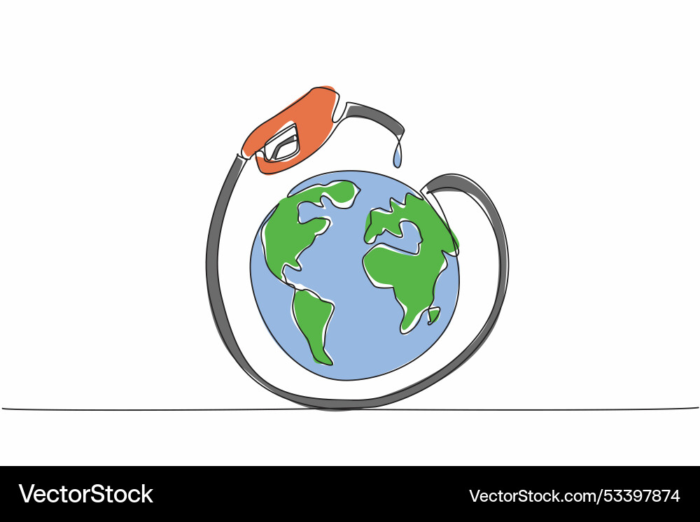 Single one line drawing petrol drops at the tip Vector Image