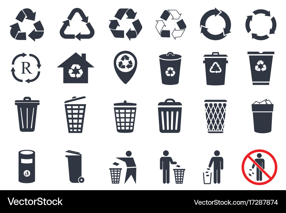 Trash & Recycle Icons Set Royalty Free Vector Image