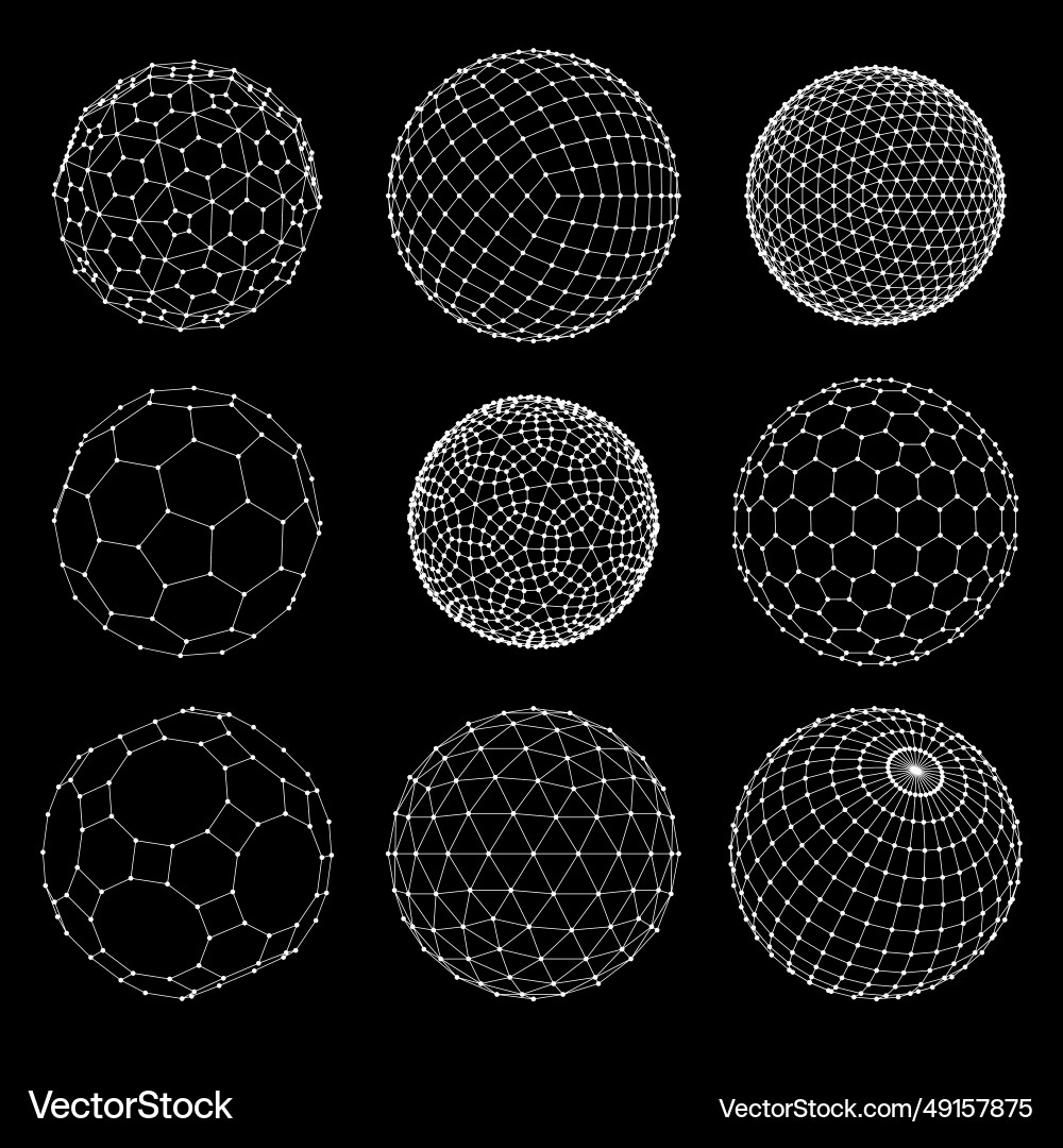 3d sphere mesh grid ball or in of line Royalty Free Vector