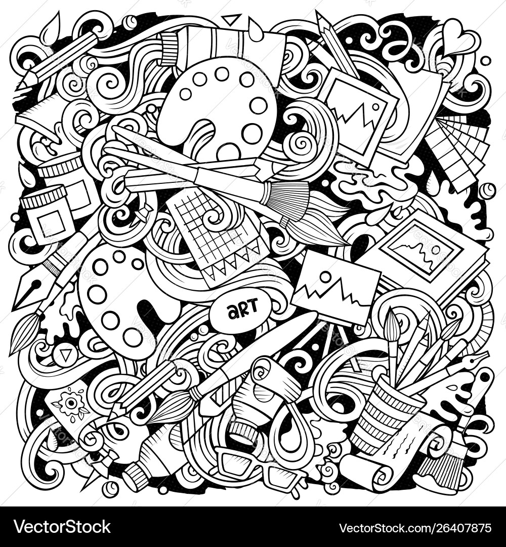 Cartoon doodles art and design Royalty Free Vector Image