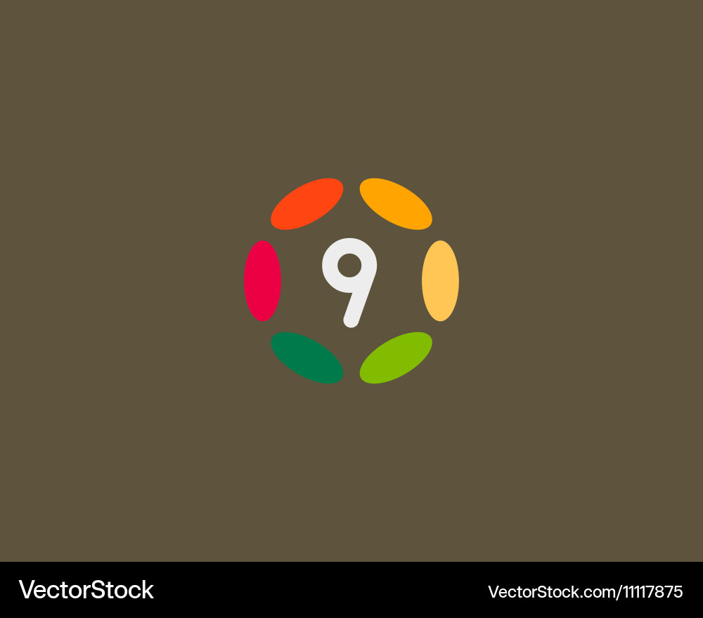Color number 9 logo icon design hub frame Vector Image