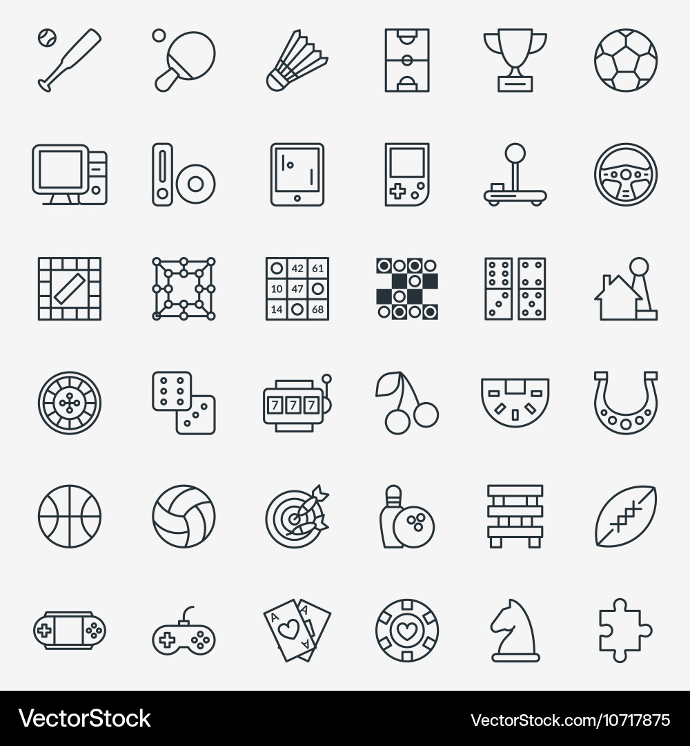 Game line icons set Royalty Free Vector Image - VectorStock