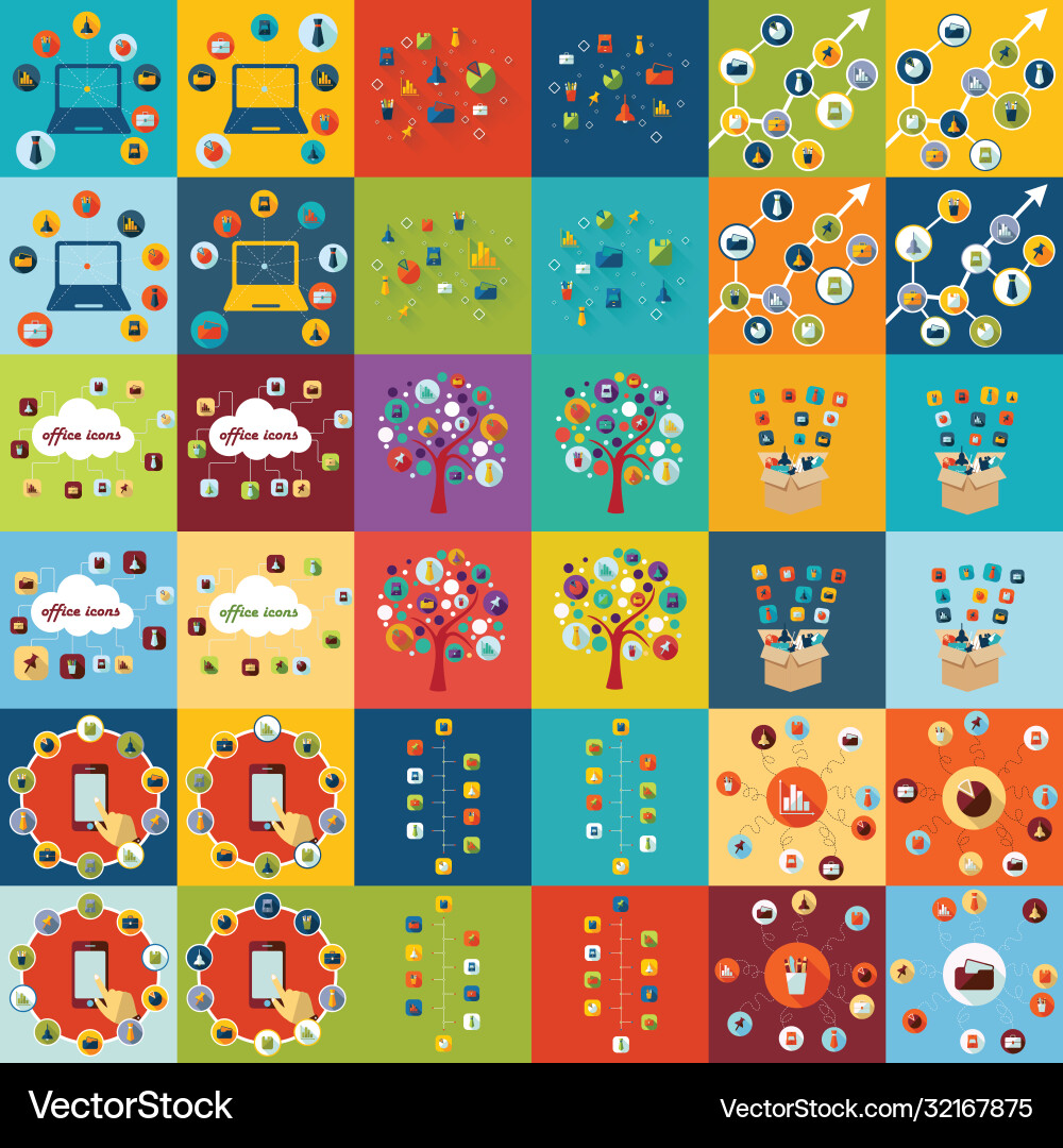 Modern Office Icon Set Royalty Free Vector Image