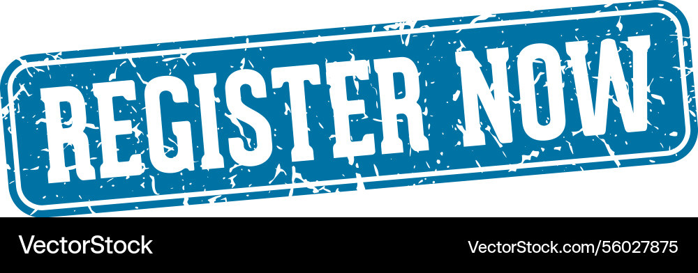 Register now rectangular sign stamp Royalty Free Vector