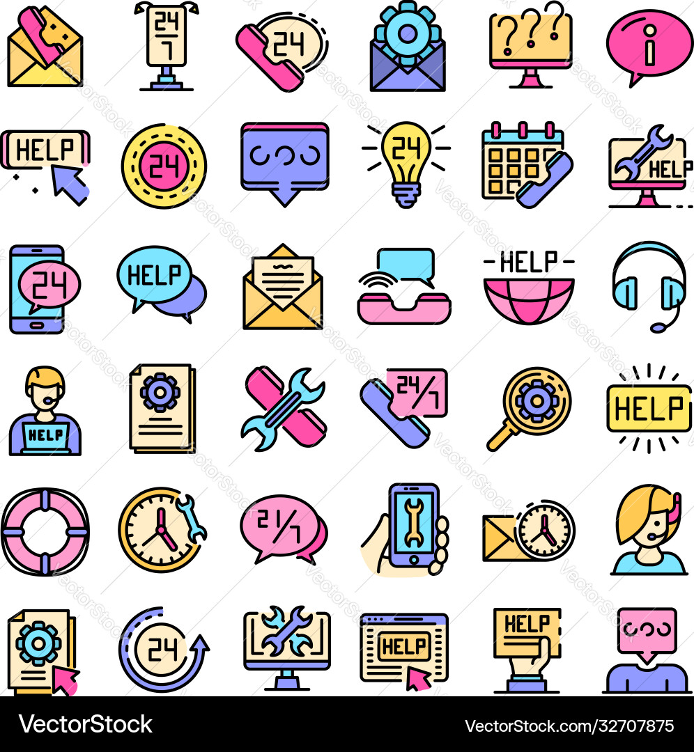 Service center icons set flat Royalty Free Vector Image