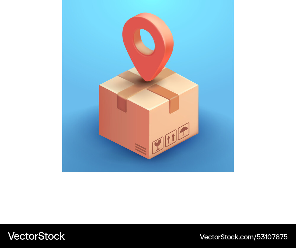 Shipping box with location element 3d suitable Vector Image