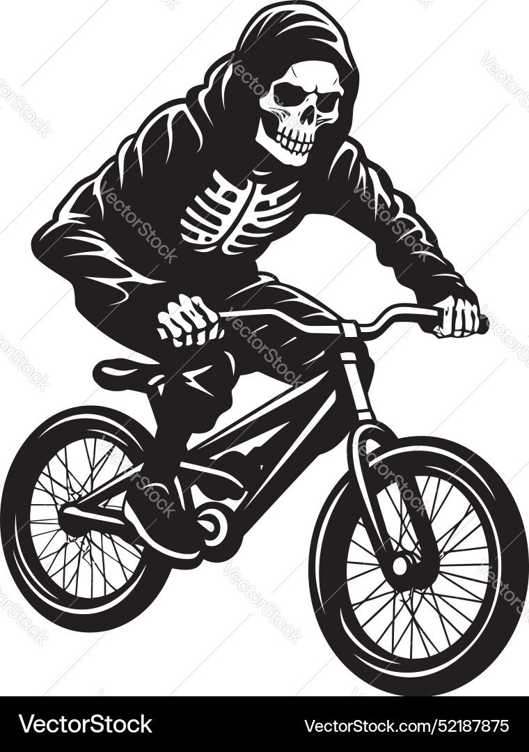 Skeletobike skeleton riding bmx cycle black logo Vector Image