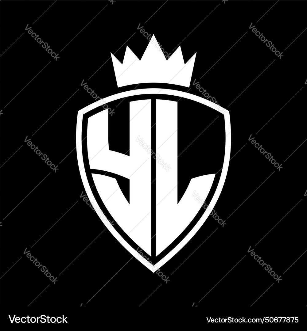 Yl letter monogram shield and crown outline shape Vector Image