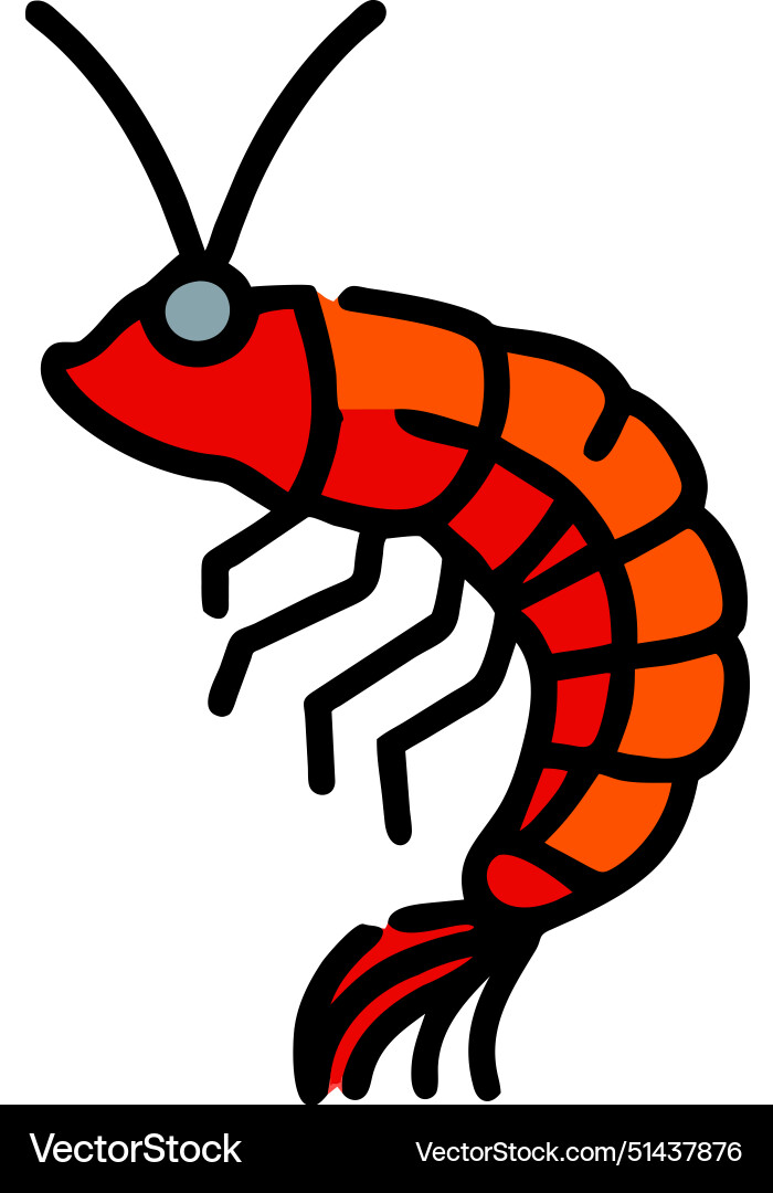 Alpheid shrimp prawn red icon Royalty Free Vector Image