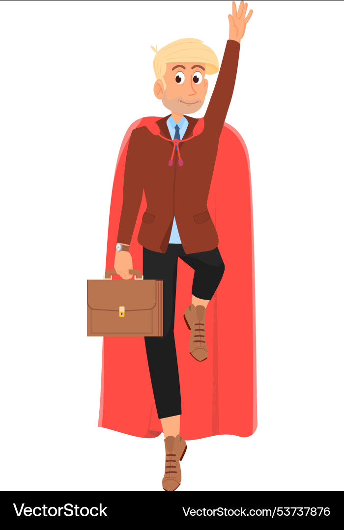 Business superhero in red cape strong successful Vector Image