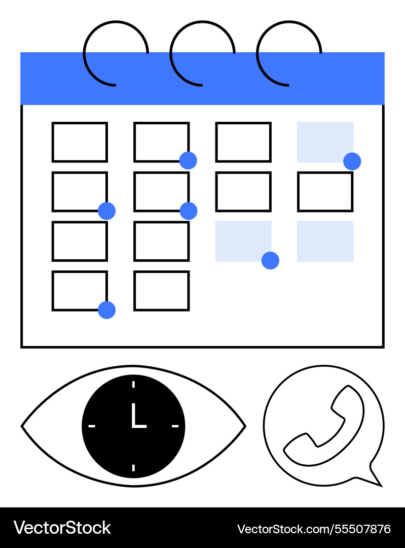Calendar with events time management eye Vector Image