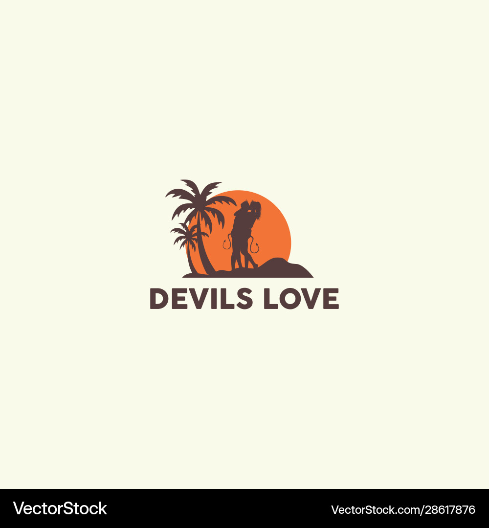 Devil in love logo design template Royalty Free Vector Image