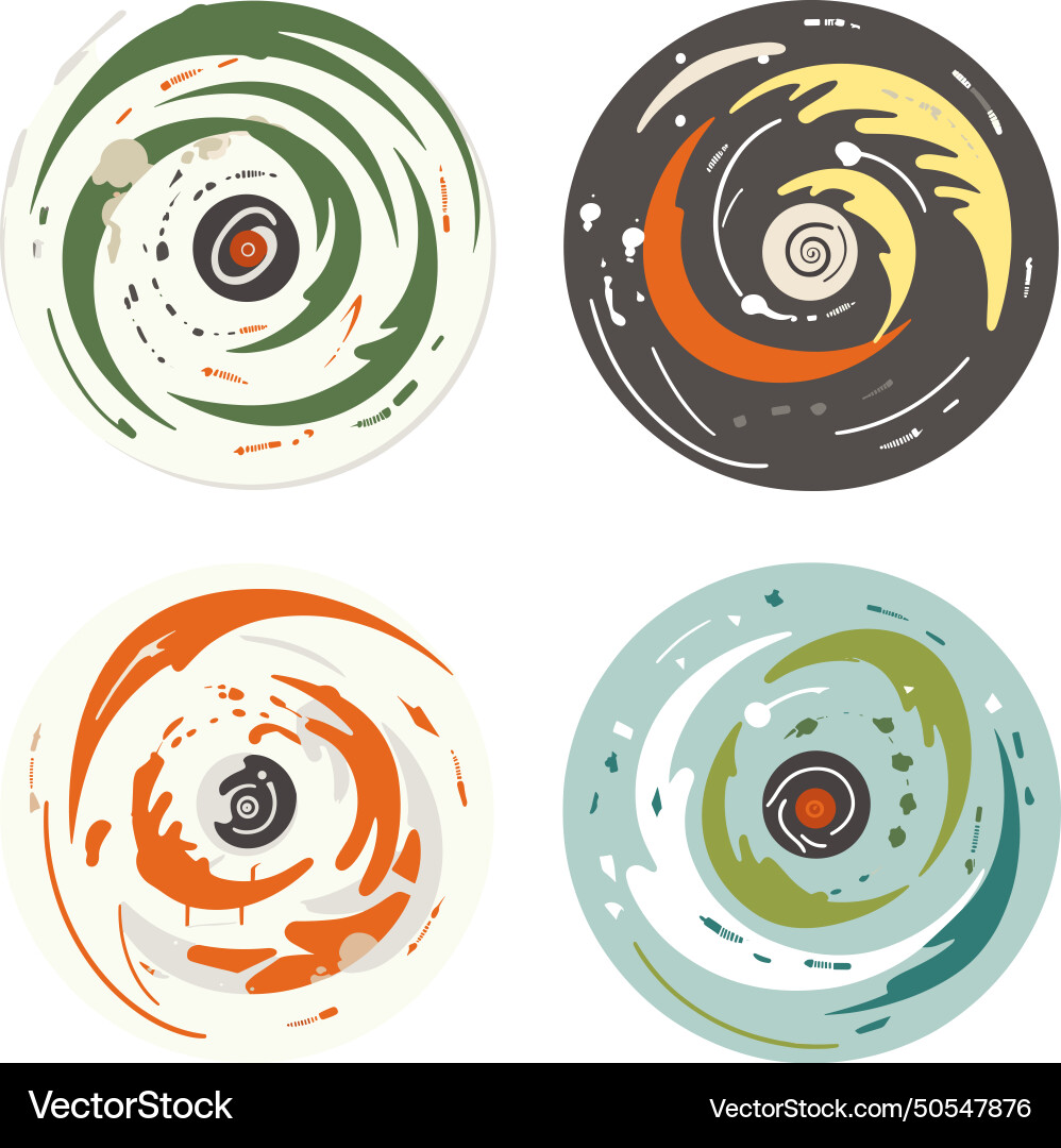Four abstract colorful round swirl designs Vector Image