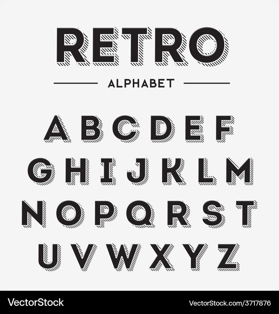 Graphic retro letters set Royalty Free Vector Image
