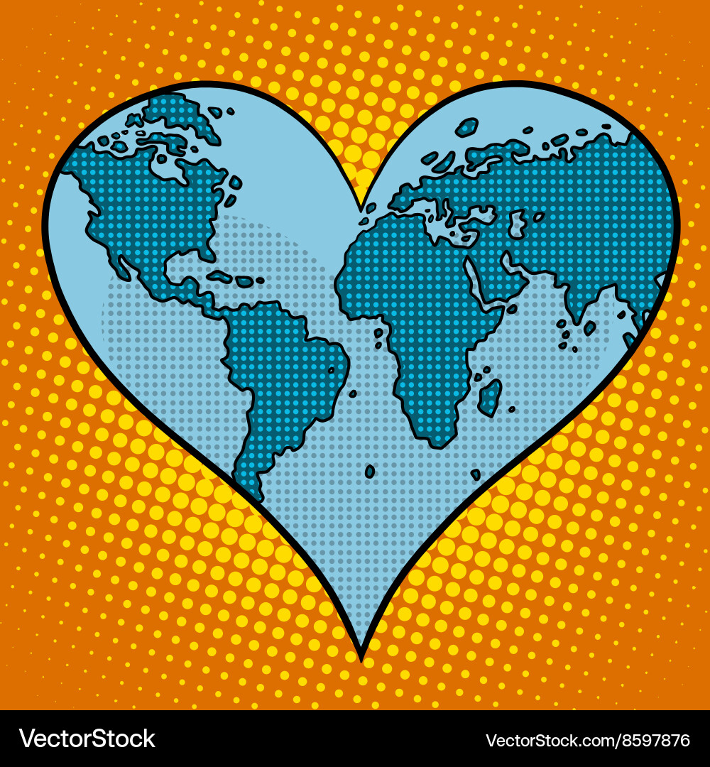Heart earth planet Royalty Free Vector Image - VectorStock