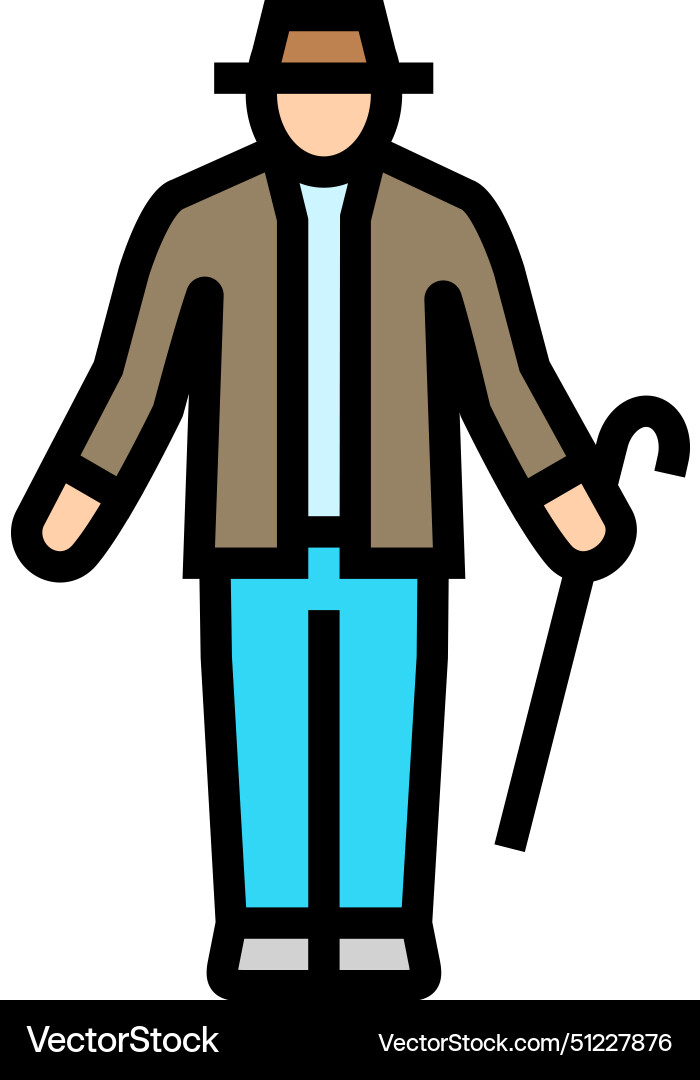 Pensioner old man color icon Royalty Free Vector Image