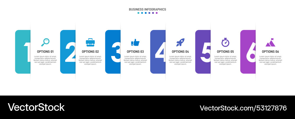 Six Stage Progress Timeline Royalty Free Vector Image