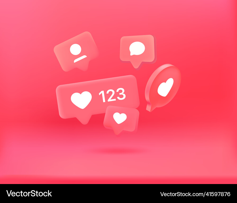 Social media notification bubbles on red Vector Image