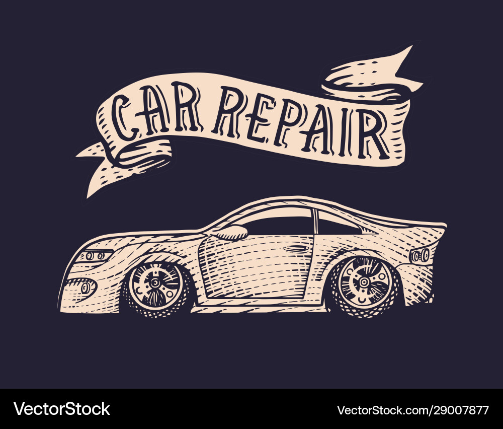 Car icon machine with a ribbon Royalty Free Vector Image