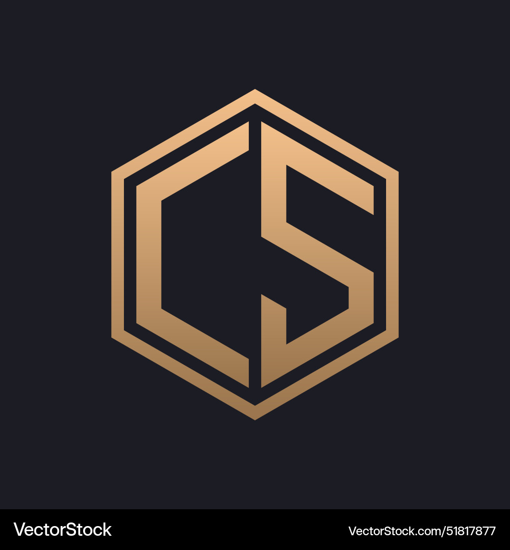 Elegant hexagon letter cs logo design initial Vector Image